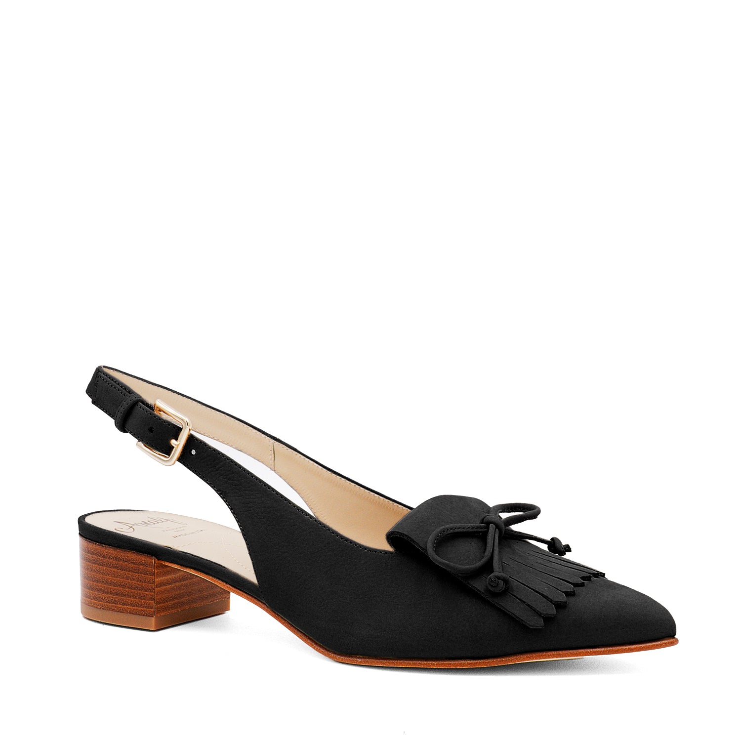 Aguglia Heel Nero Italian Slingback Block Heels | Amalfi by Rangoni ...